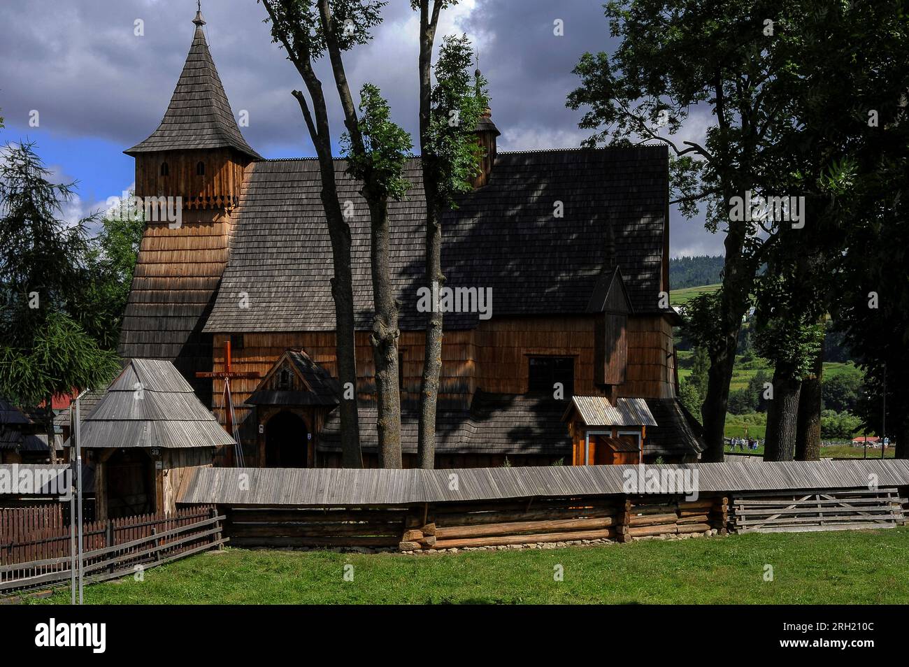 View from south of Gothic wooden church of St Michael the Archangel ...