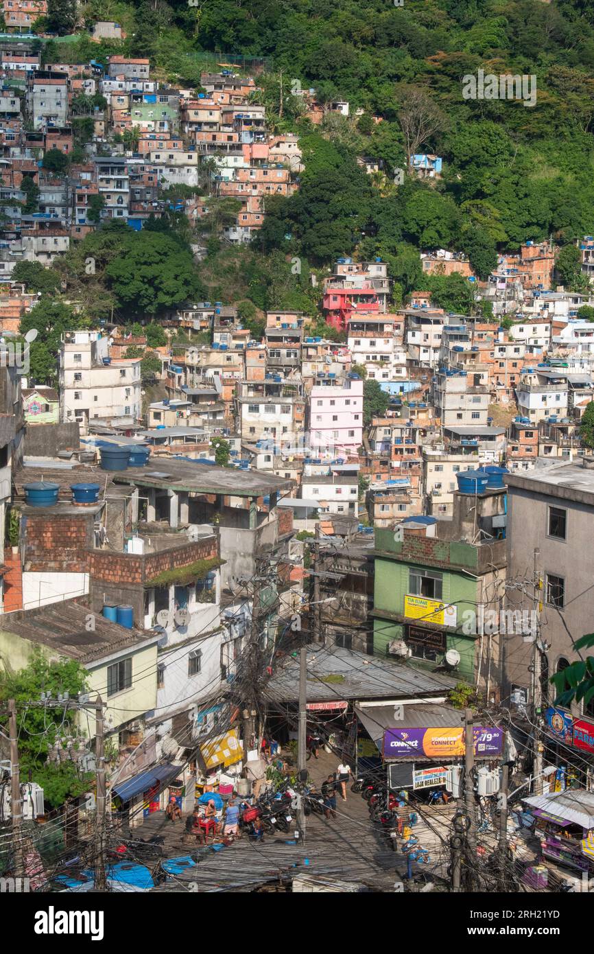 Brazil: skyline and detail view of Rocinha, the most famous favela in ...