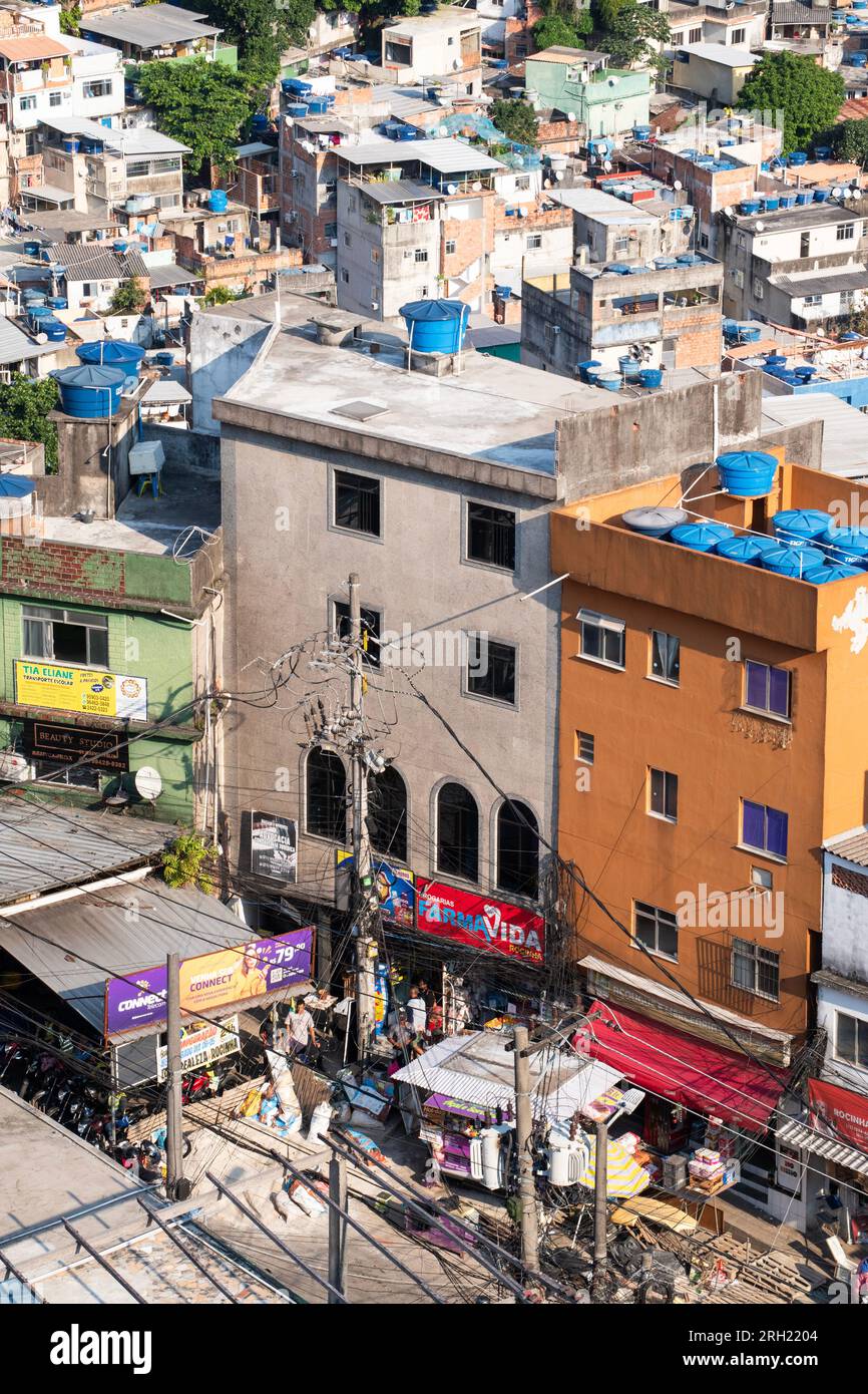 Brazil: skyline and detail view of Rocinha, the most famous favela in ...
