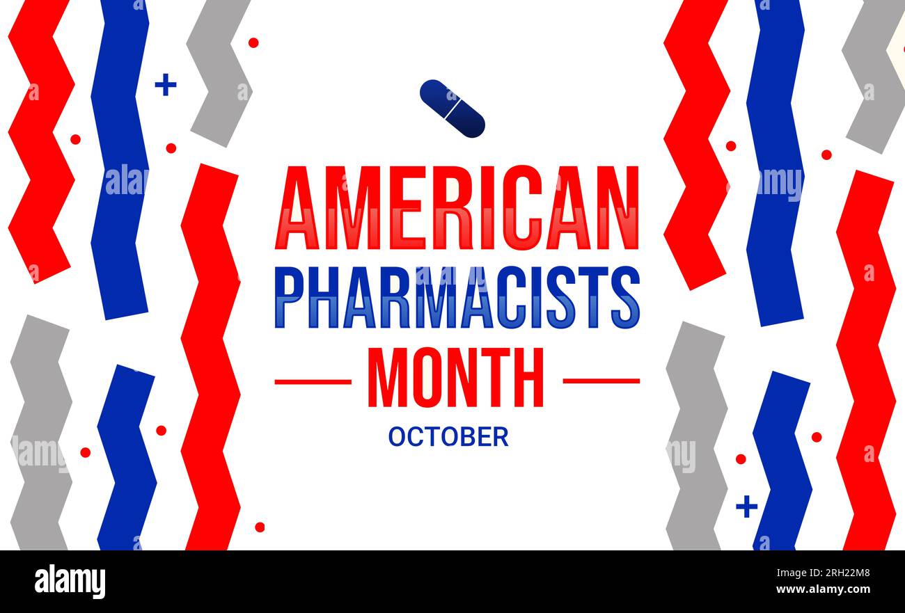 October is American Pharmacists Month, background design with patriotic ...