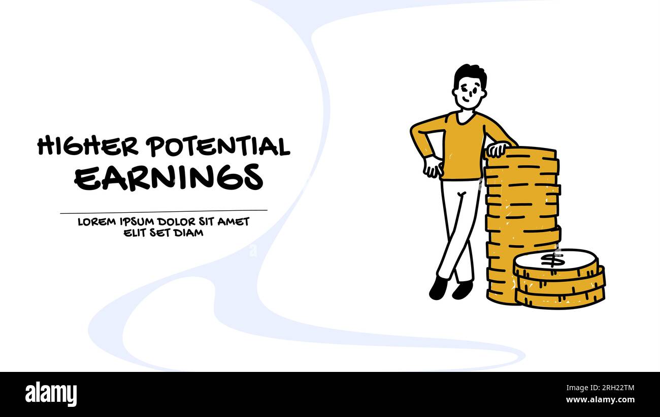 Vector of a young man with new ideas to increase his income Stock ...