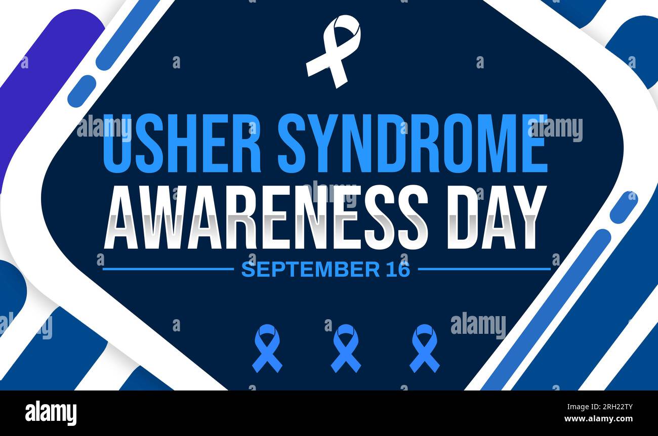 Usher syndrome awareness day background design with ribbon, blue ...