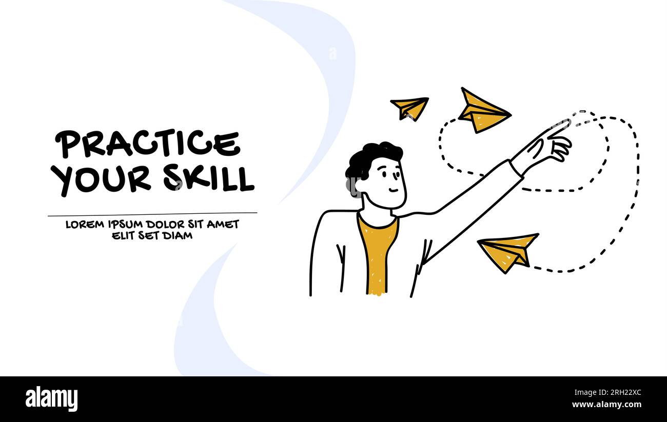 Vector of a young man practicing his skills to make it perfect Stock ...