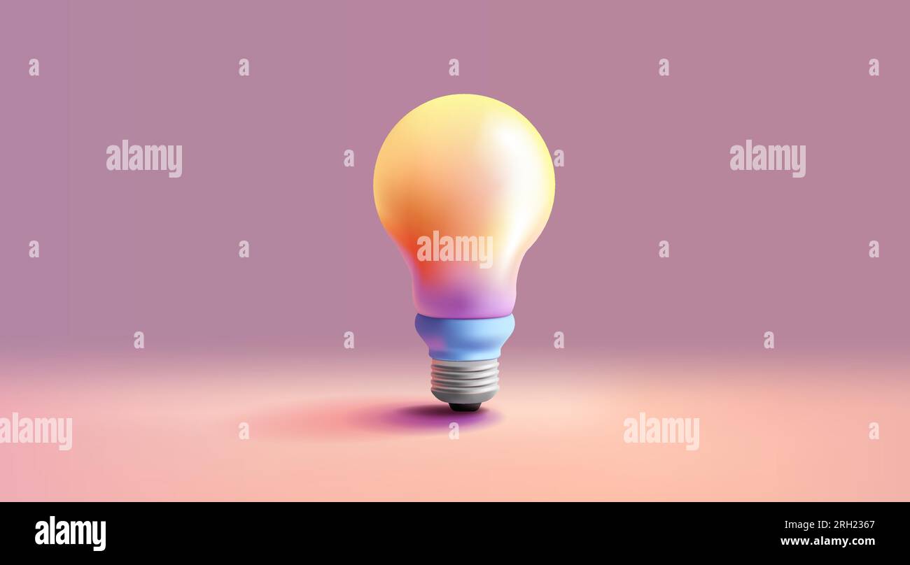 3d render vector bulb illustration, realistic cartoon idea metaphore ...