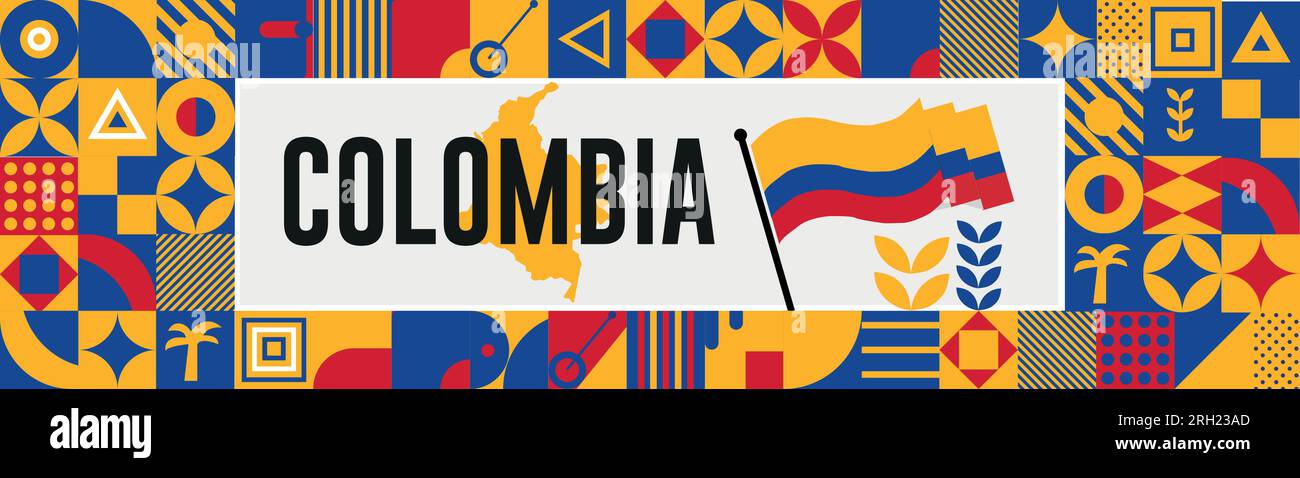 COLOMBIA Map and raised fists. National day or Independence day design ...