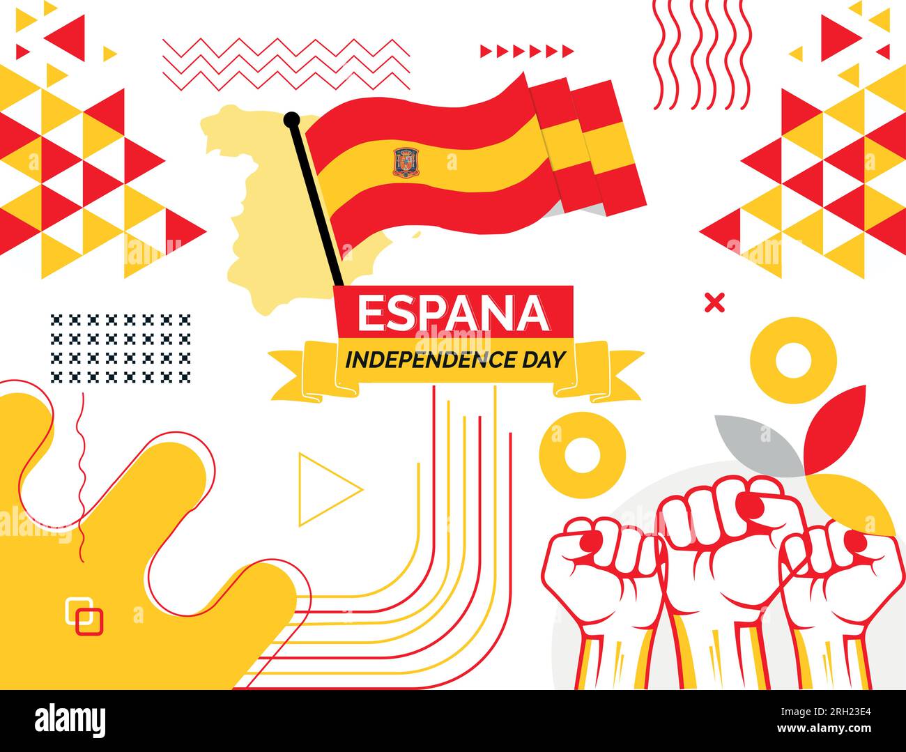 Spanish national day banner design. Spanish flag and map theme with ...