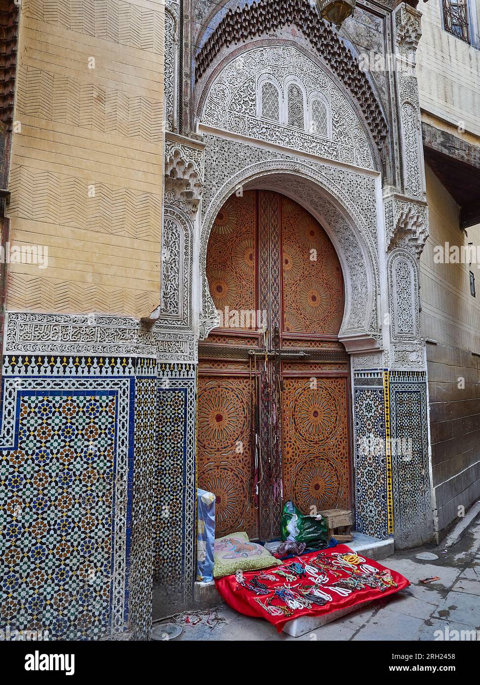 Fes, Morocco - 05 09 2016: artful ornamental decoration interior of the ...