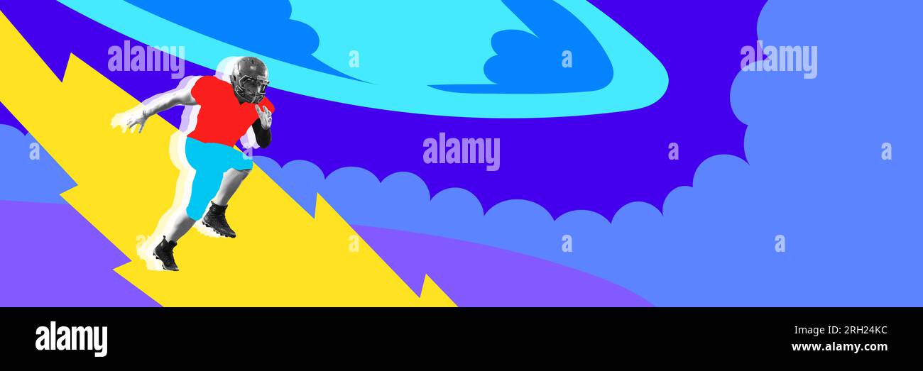 Gridiron. Contemporary artwork. American football player dressed drawed ...