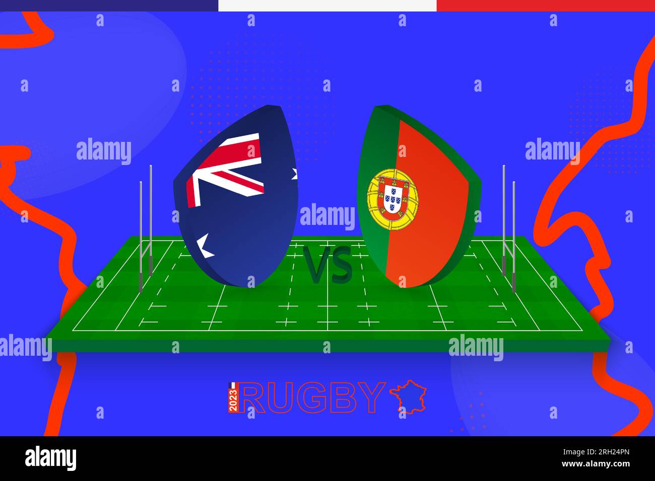 Rugby team Australia vs Portugal on rugby field. Rugby stadium on ...