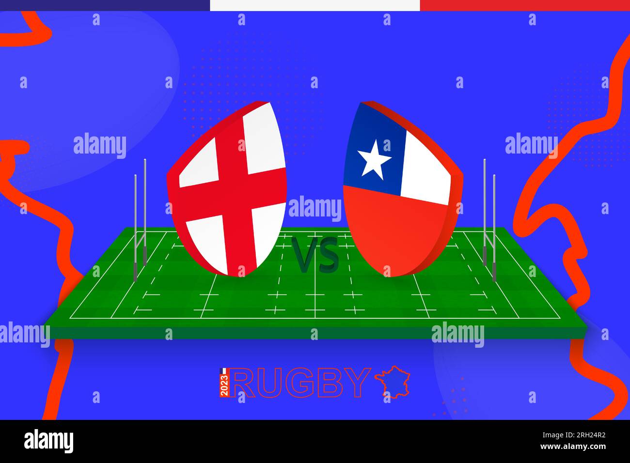 Rugby team England vs Chile on rugby field. Rugby stadium on abstract ...