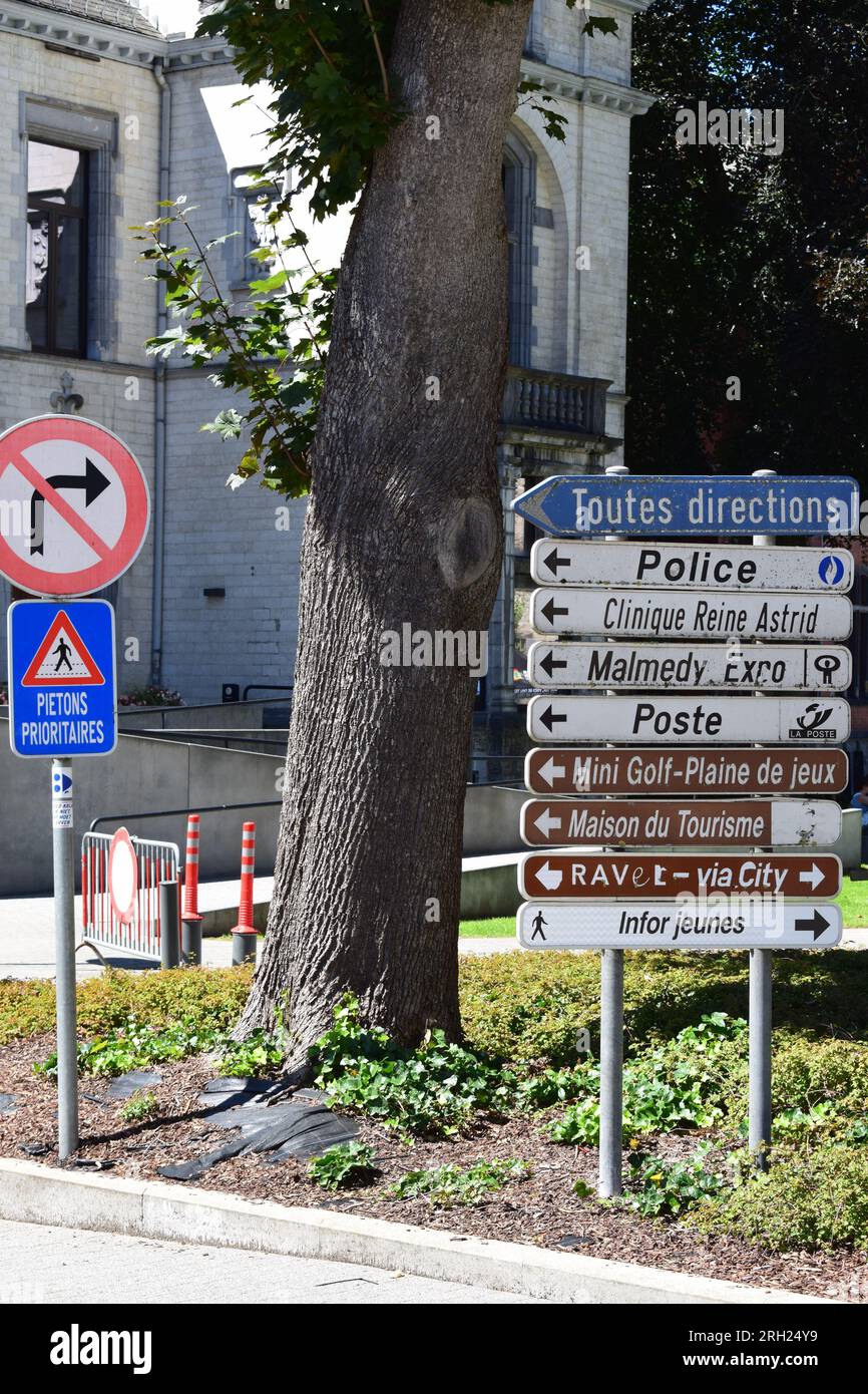 traffic signs in Malmedy Stock Photo - Alamy