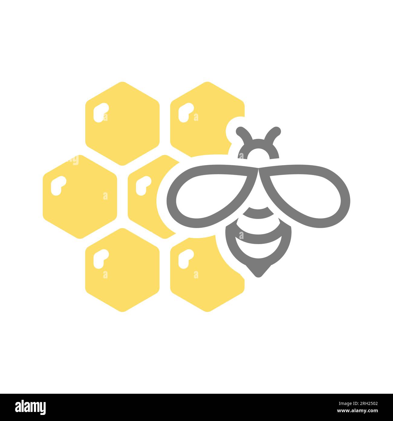 Honeycomb and bee colorful vector icon. Hexagon honey cell or comb and honeybee symbol Stock ...
