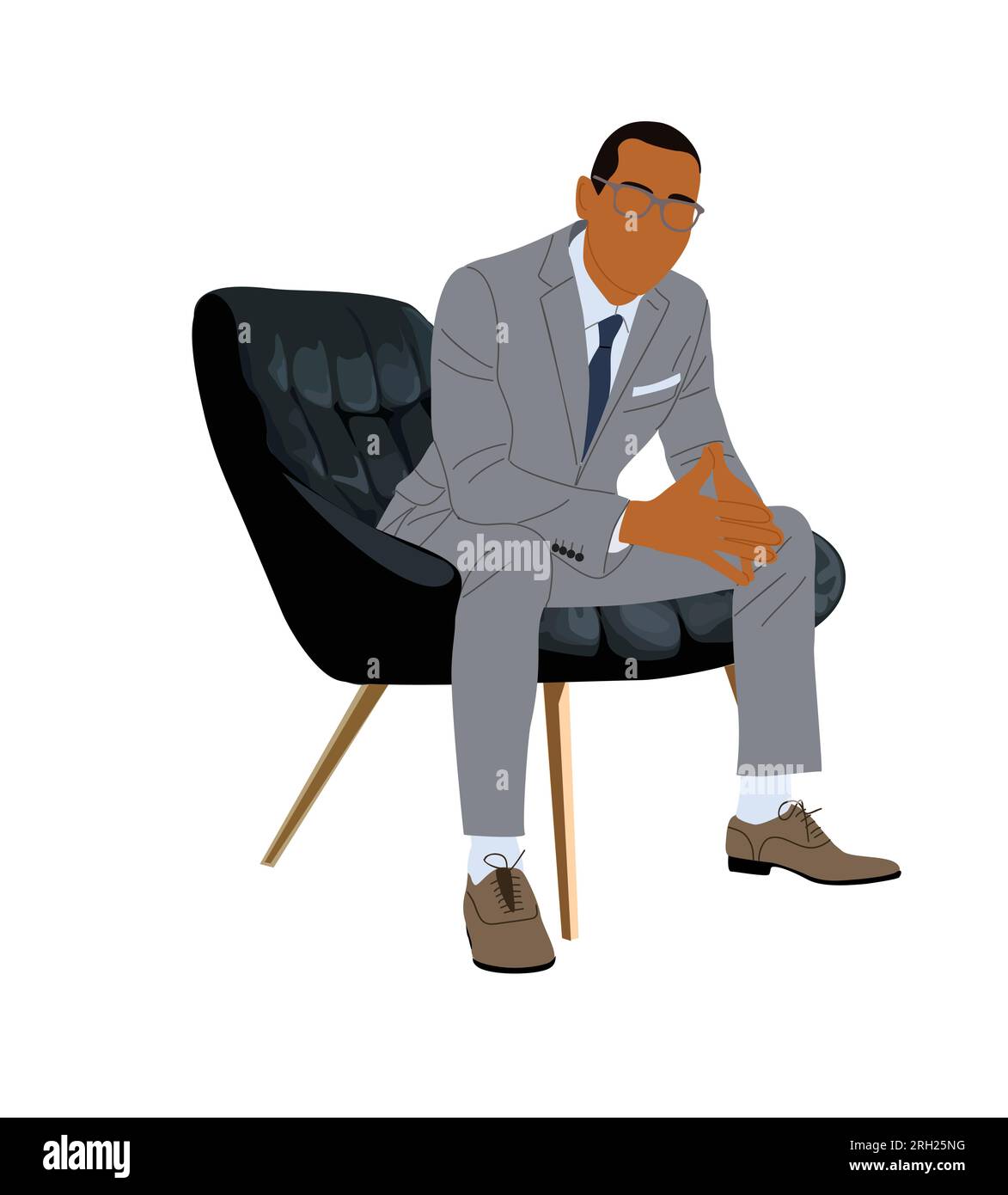 Business man sitting at office armchair vector Stock Vector Image & Art ...