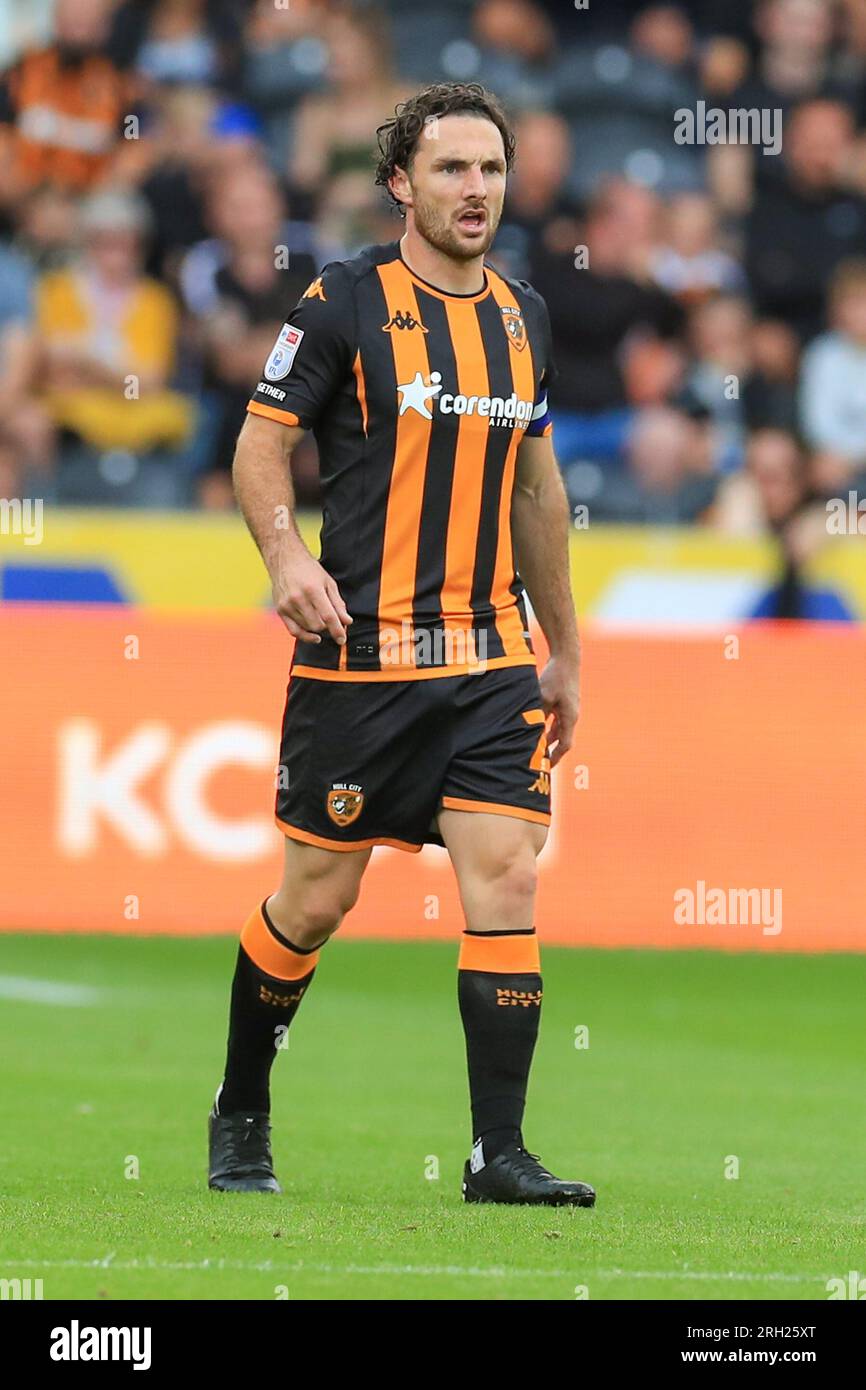 Hull, UK. 12th Aug, 2023. Hull City defender Lewis Coyle (2) during the ...
