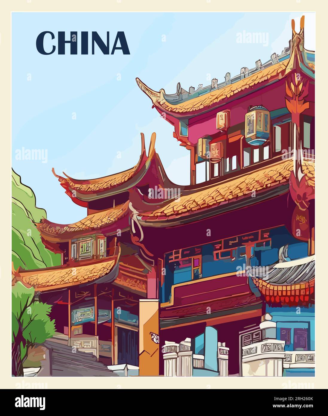 China Travel Destination Poster in retro style Stock Vector Image & Art ...