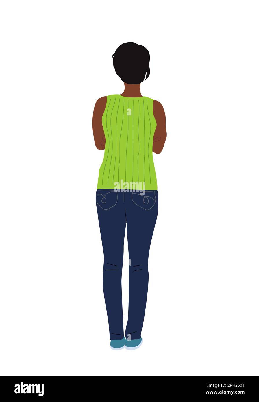 Young black woman Standing Back View vector Stock Vector Image & Art ...