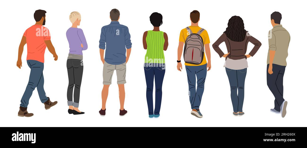 Set of different People Back View vector isolated Stock Vector Image ...