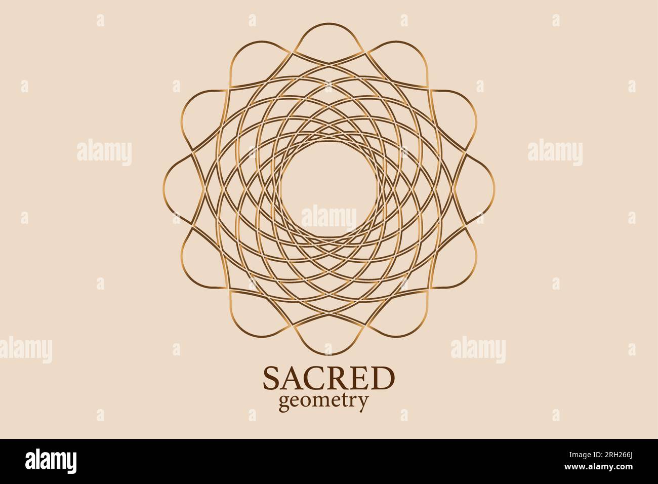 Gold Flower of life mandala of sacred ancient geometry. Vintage vector ...