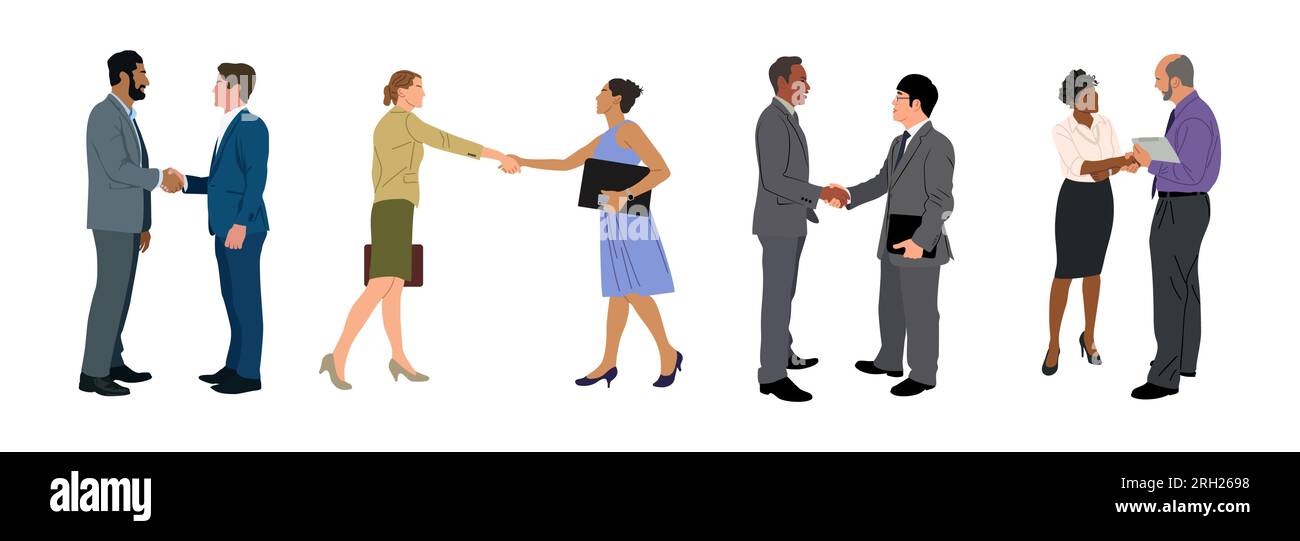 Diverse Business people shaking hands vector set Stock Vector Image ...