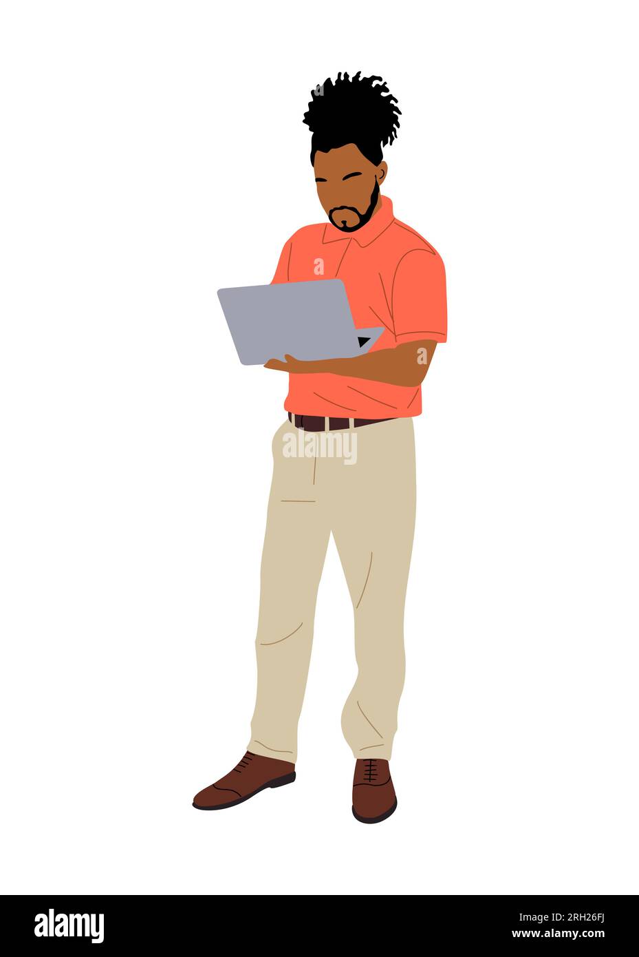 Black business man working at laptop vector Stock Vector Image & Art ...