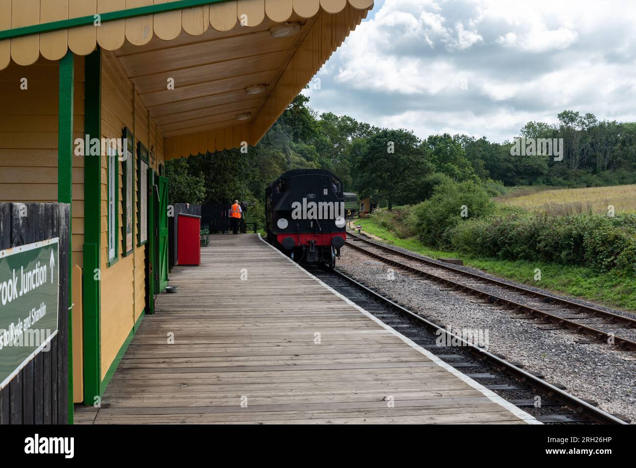 Steam train arriving at Smallbrook station , part of the Isle of Wight ...