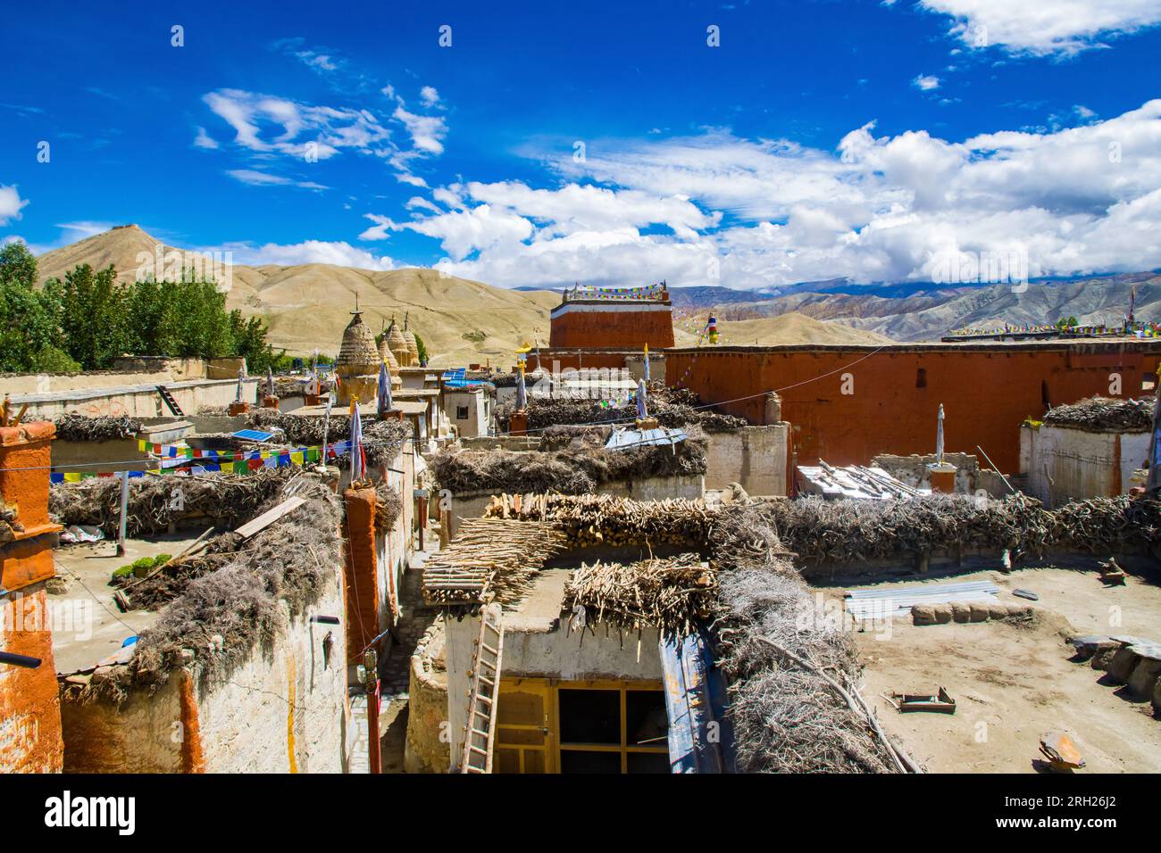 Amazing Rooftop View of Lo Manthang with Traditional Houses and ...