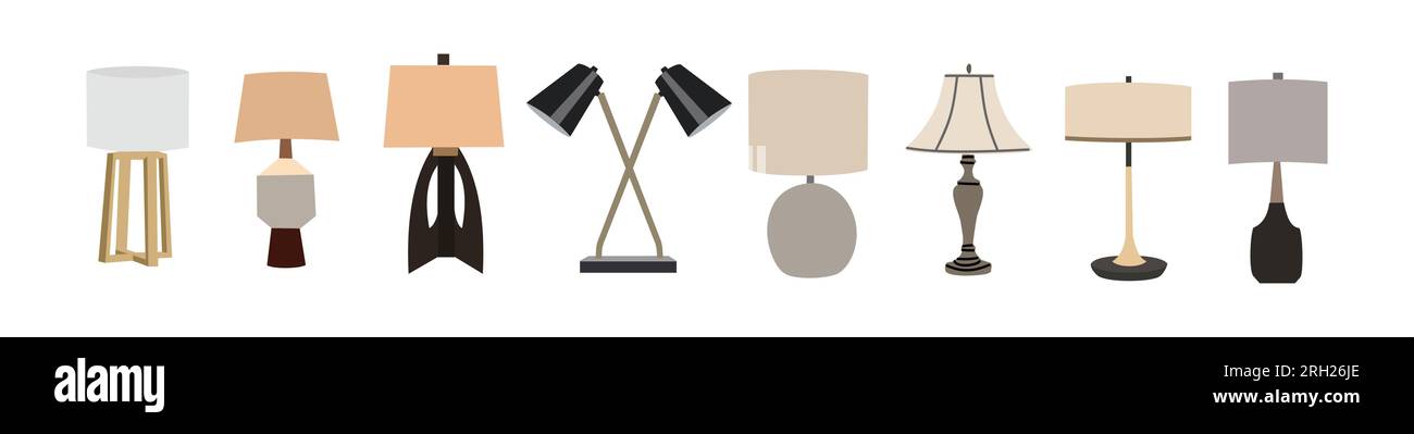 Different Modern Table lamps vector set isolated Stock Vector Image ...