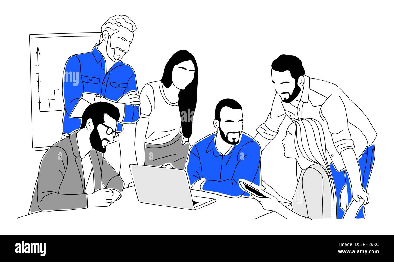 Business team members working together vector art Stock Vector Image ...