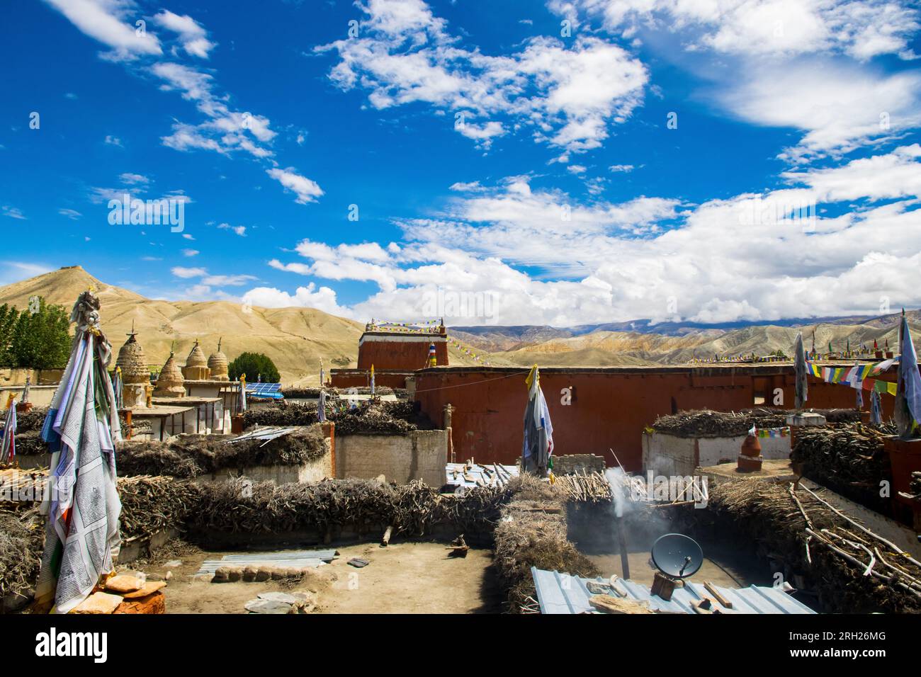 Amazing Rooftop View of Lo Manthang with Traditional Houses and ...