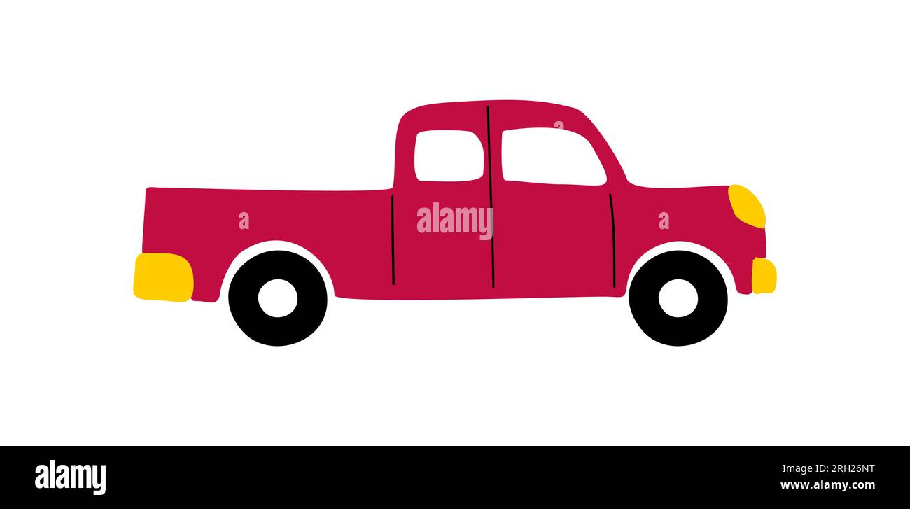 Red truck, Pickup car, auto in cartoon style Stock Vector Image & Art ...