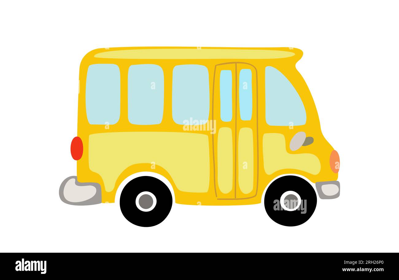 Yellow American school bus in cartoon style Stock Vector Image & Art ...