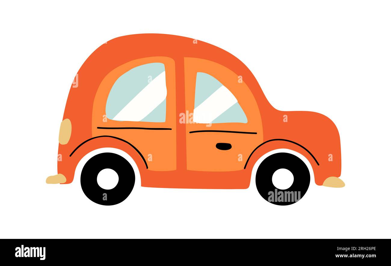 Cartoon orange passenger car. Side view vector Stock Vector Image & Art ...