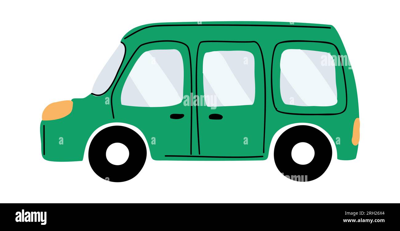 Cartoon passenger minivan car. Side view vector Stock Vector Image ...