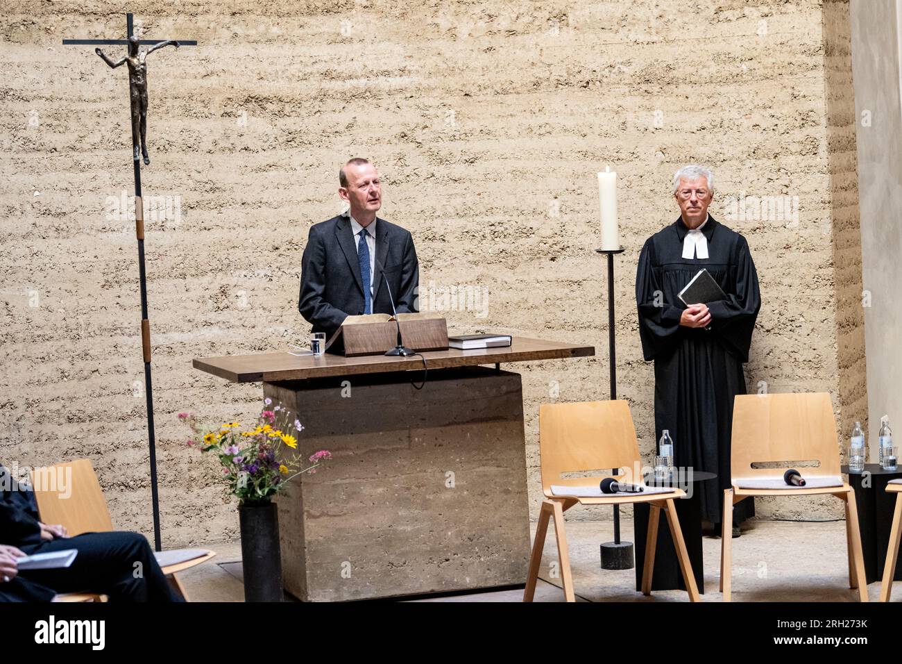Berlin, Germany. 13th Aug, 2023. Thomas Jeutner, pastor, and Axel ...