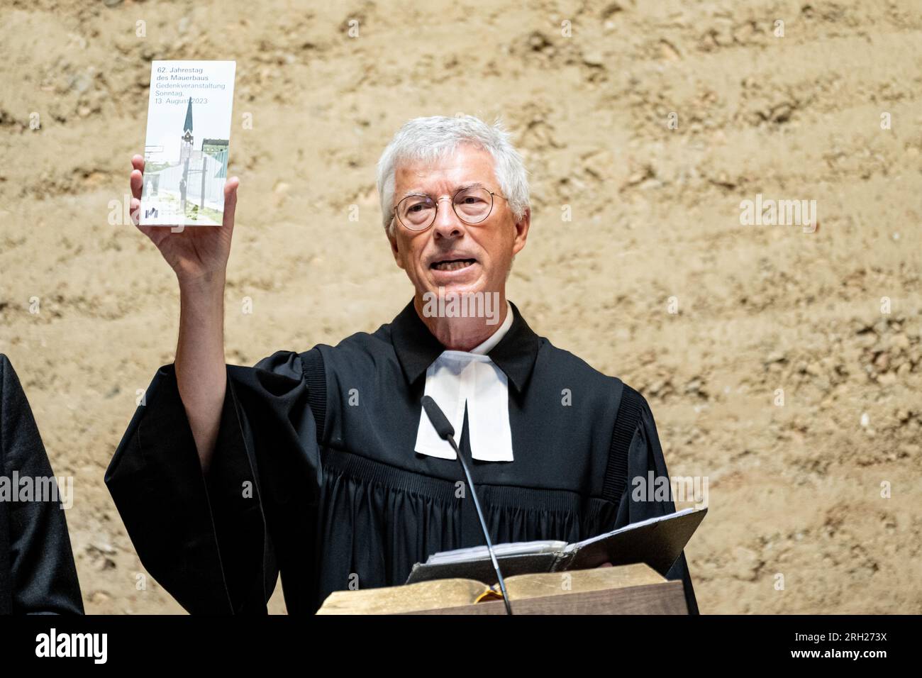 Berlin, Germany. 13th Aug, 2023. Thomas Jeutner, pastor, speaks at the ...