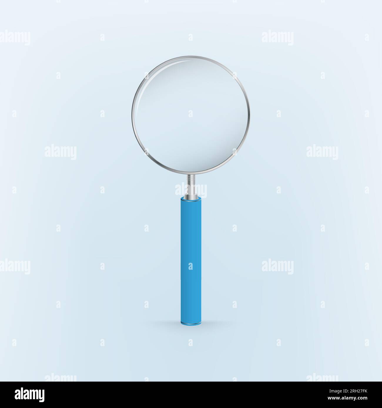 Realistic Magnifying glass on blue background, loupe with blue handle ...