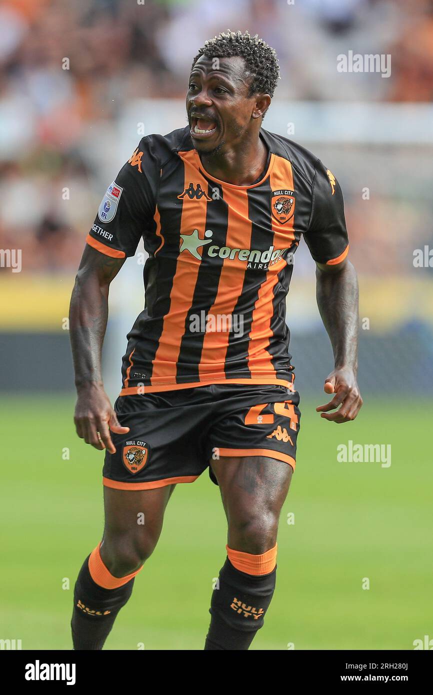Hull, UK. 12th Aug, 2023. Hull City midfielder Jean Michaël Seri (24 ...