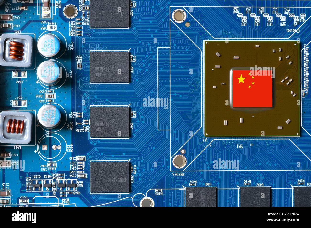 Flag of china on the components of an electronic board hi-res stock ...