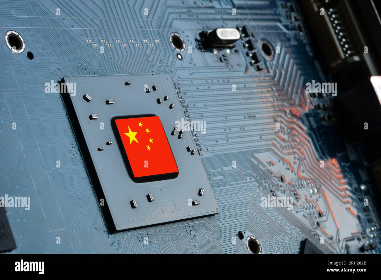 Flag of china on the components of an electronic board hi-res stock ...