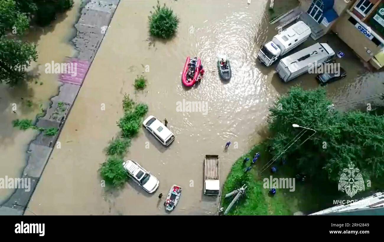 In this photo released by Russian Emergency Ministry Press Service on ...