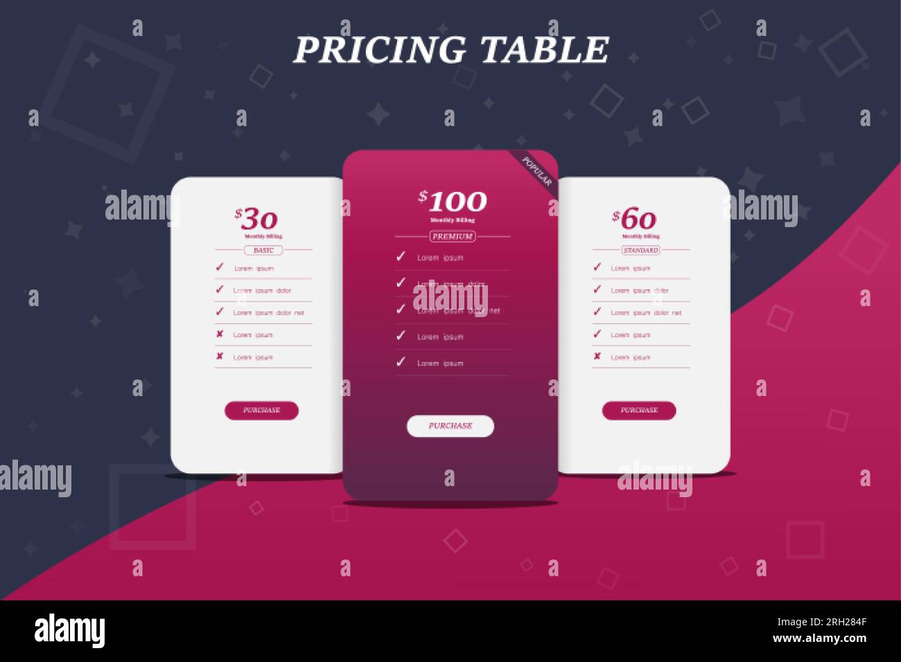 Pricing tables, Comparison table, website site pricing table for digital product, business plan ...