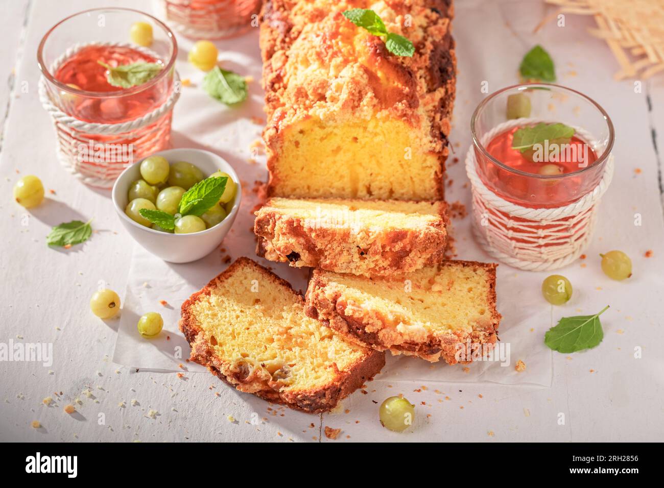Delicious gooseberry yeast cake made of berry fruits. Gooseberry yeast ...