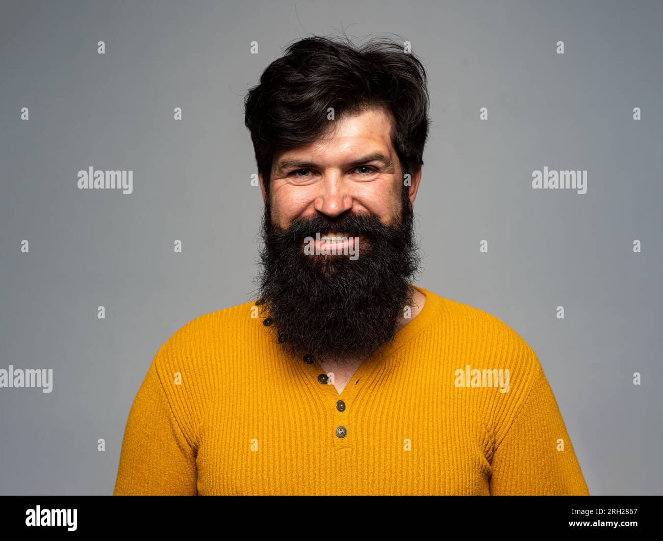 Happy man smile face. Handsome smiling bearded guy. Positive human ...