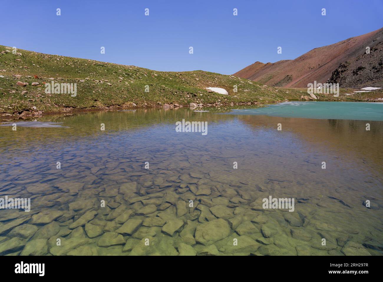 Stone bottom in a moraine mountain lake. Summer time Stock Photo - Alamy