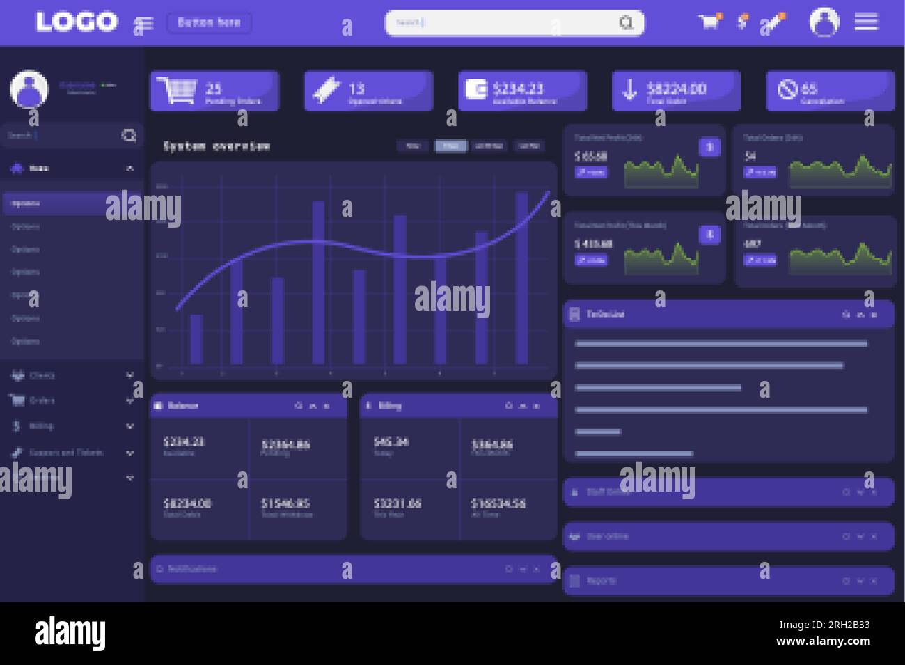 Dashboard user panel Infographic admin panel. Modern presentation with data graphs clean and ...