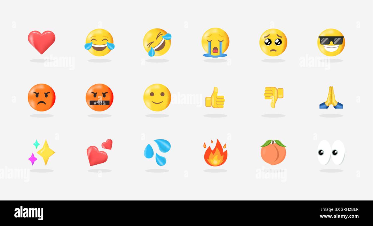 Pack of most use Emoticons, Heart, Laugh, ROLF, Cry, Sad, Angry, Thumb ...