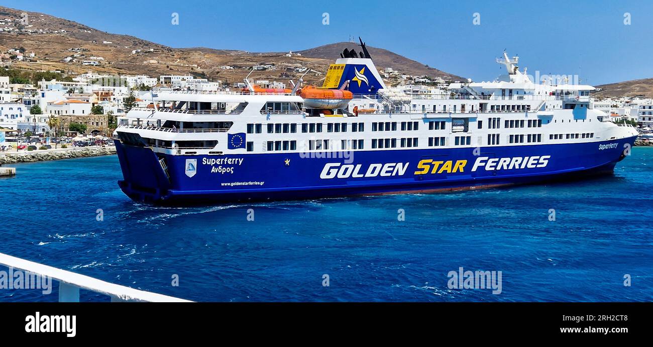 Travelling by ferry-boat from Tinos to Rafina, Greece, Southern Europe ...