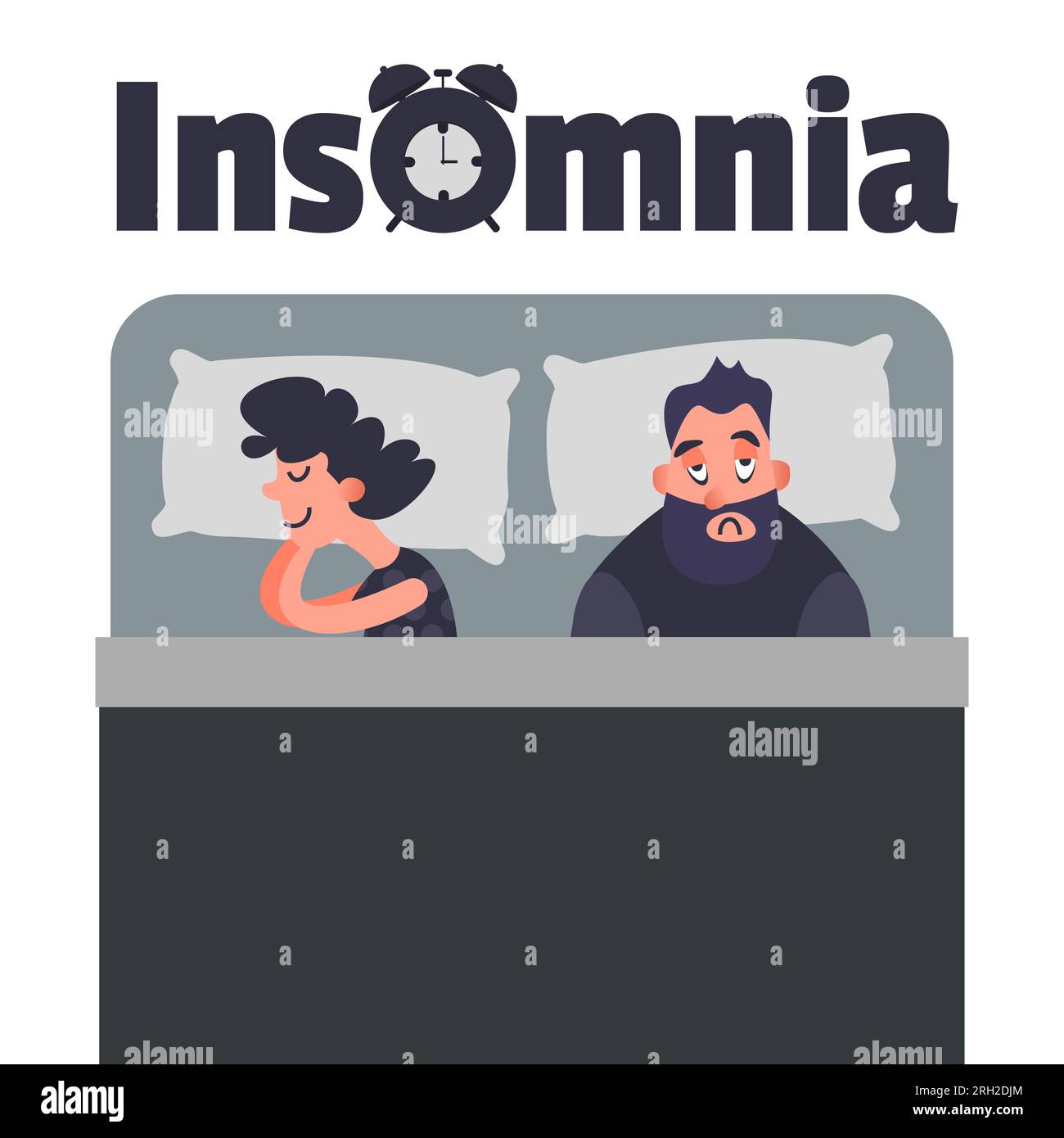 Woman next to him on bed Stock Vector Images - Alamy