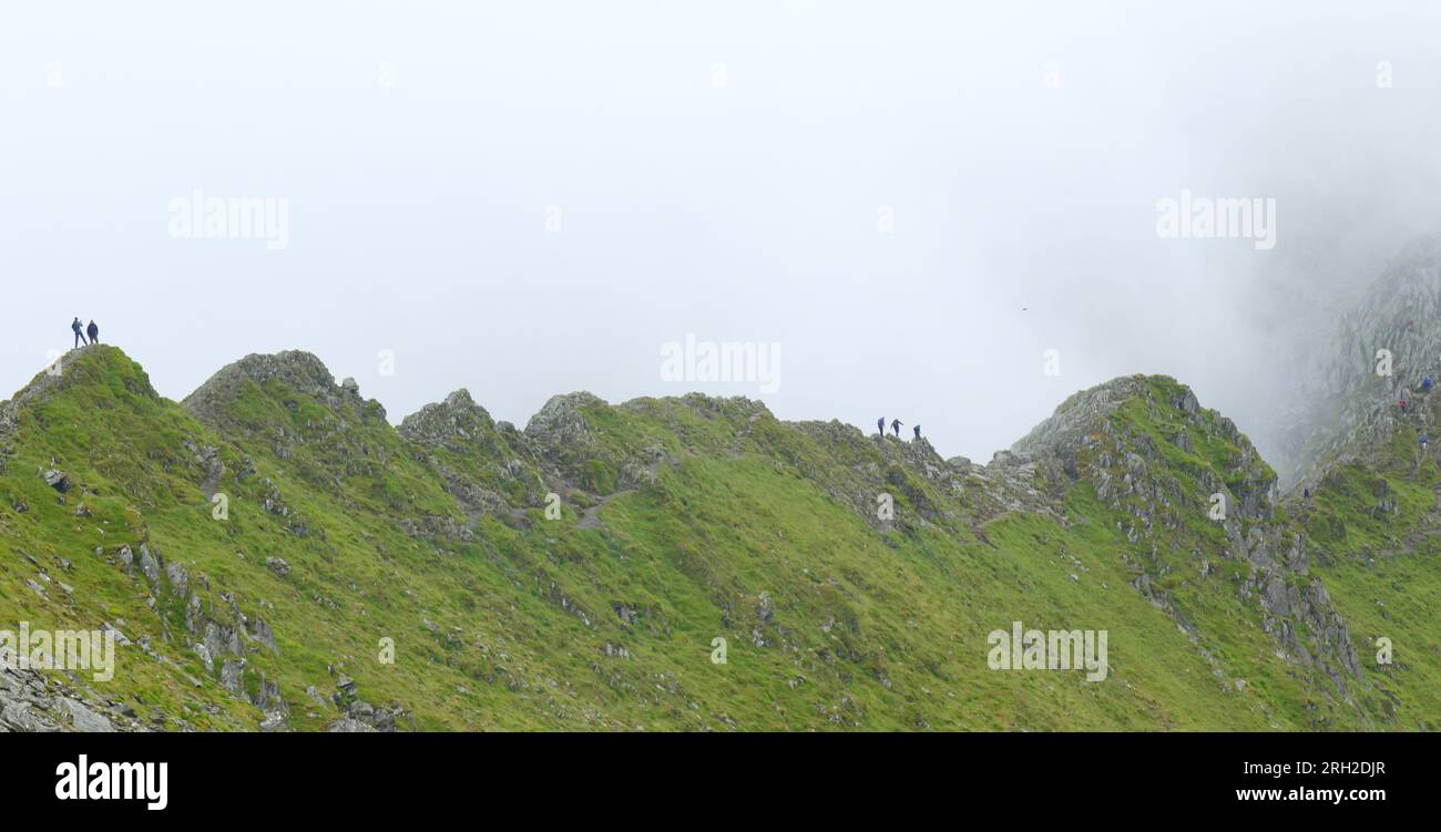 Walkers on Striding Edge, Helvellyn Stock Photo - Alamy