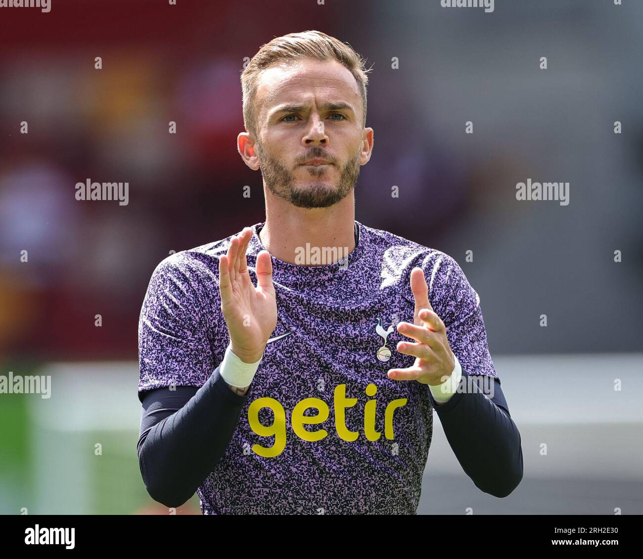 James Maddison Tottenham Hotspur applauds the fans during the Premier ...